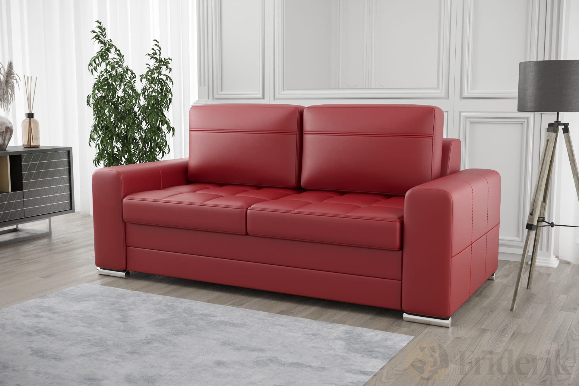 Ledersofa VERONA III Leder Couch mit Schlaffunktion 190 cm - Rot ...
