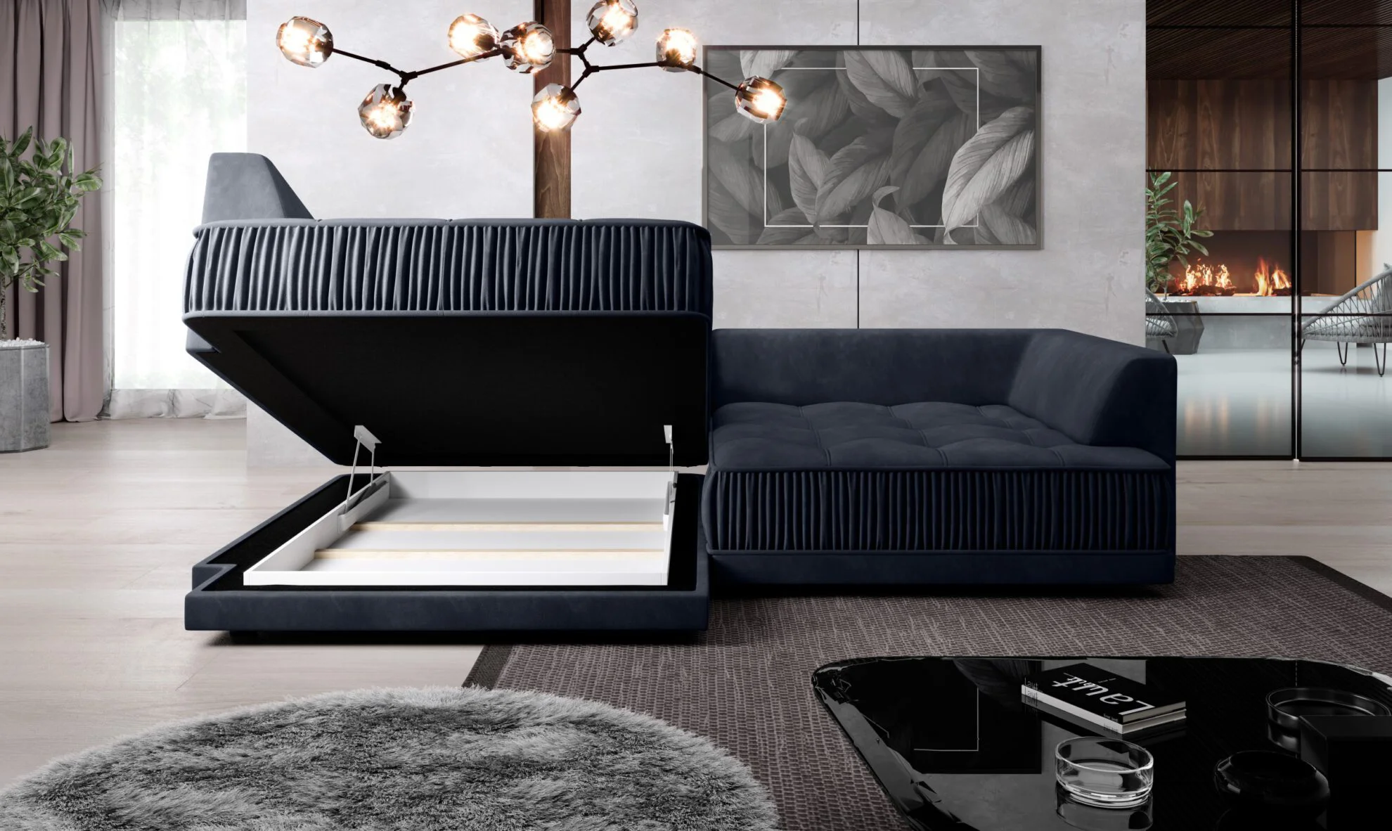 Ecksofa ZONDA BOX Elektrisch mit Bettkasten Schlaffunktion Grau (Royal ...