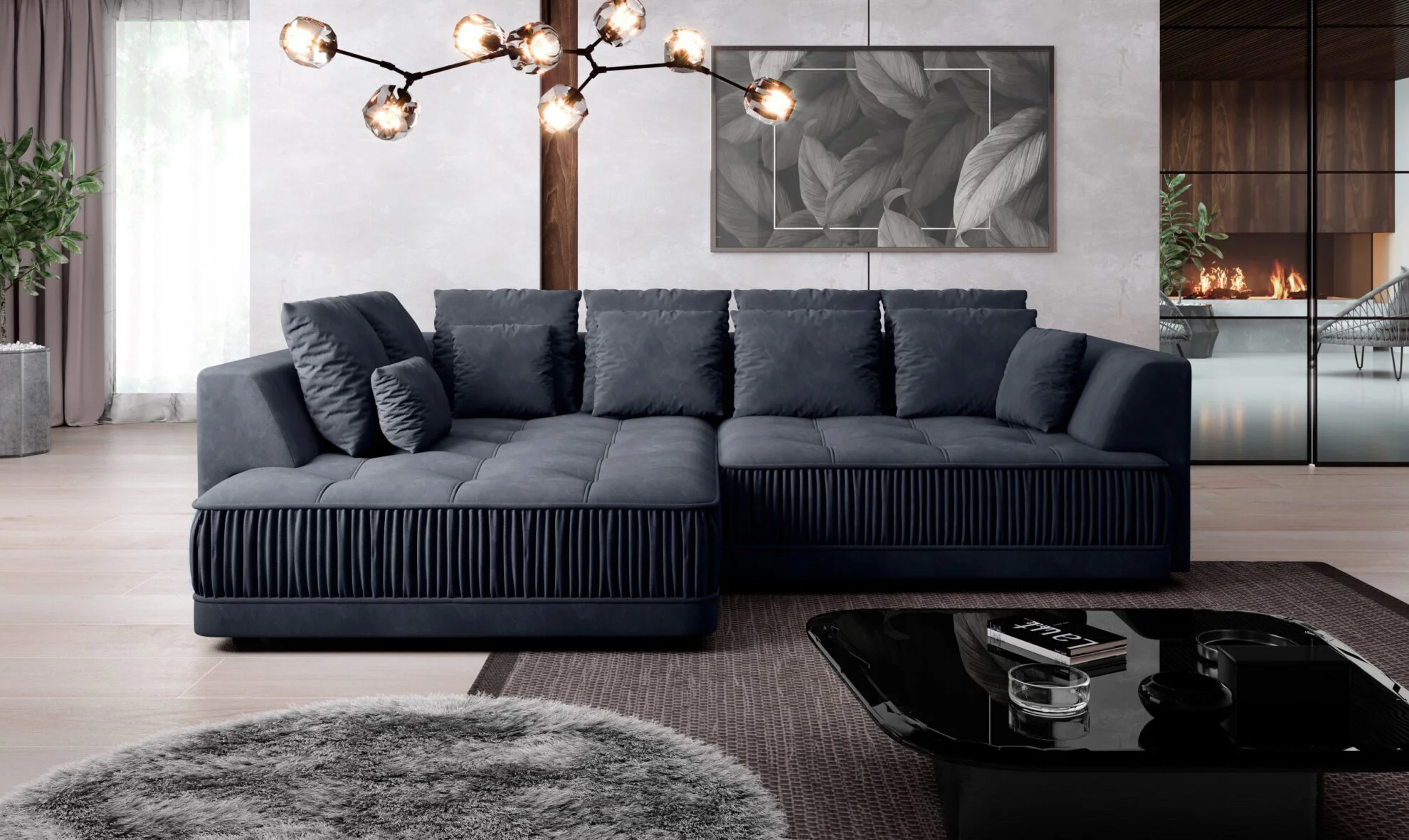 Ecksofa ZONDA BOX Elektrisch mit Bettkasten Schlaffunktion Grau (Royal ...
